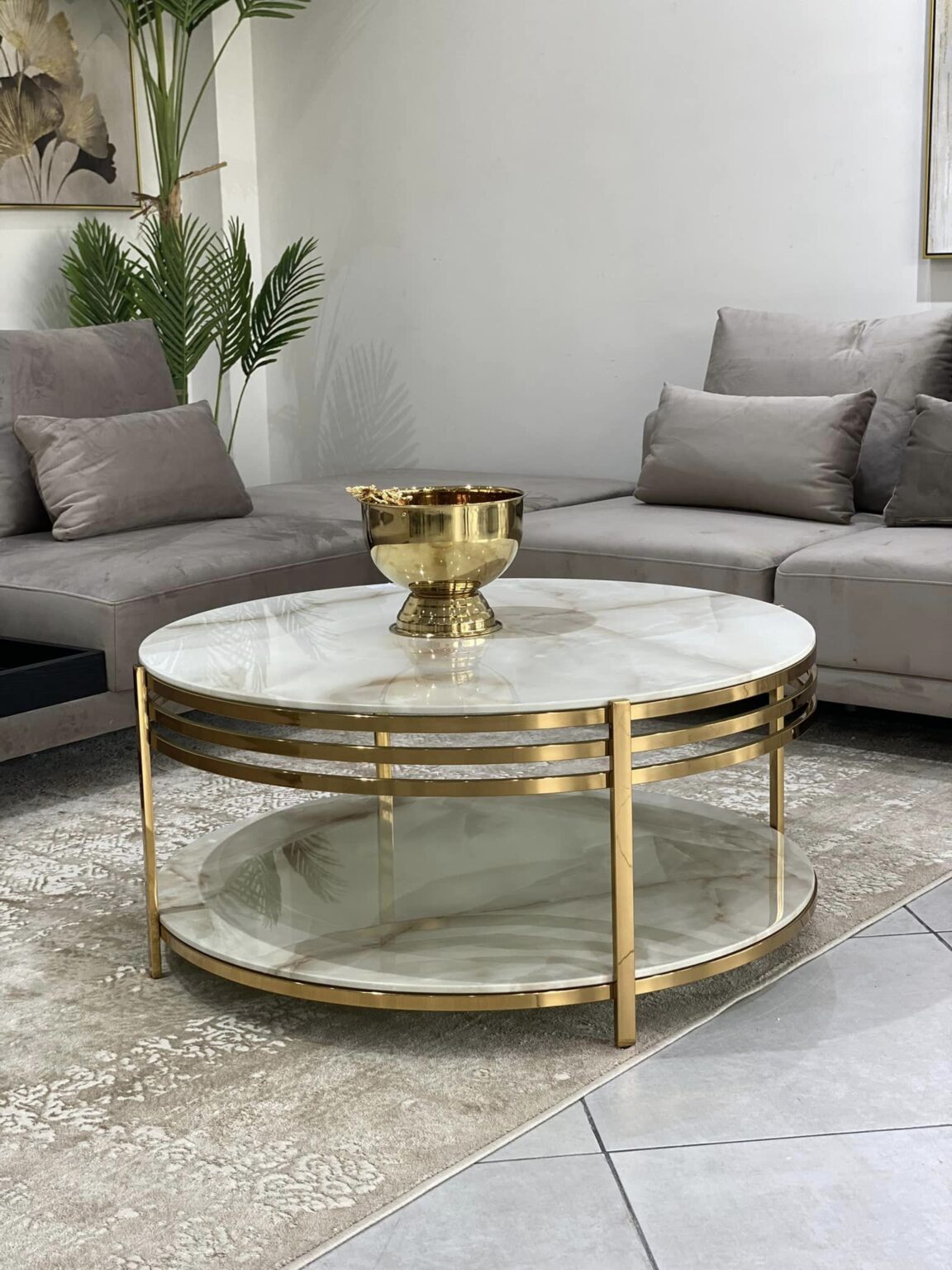 Table basse rondre en marbre – Aichouche Meubles